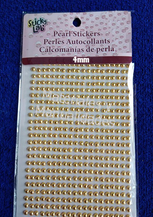 CALCOMANÍAS PERLAS DORADAS ADHESIVOS DE 3MM ADORNOS BRILLANTES ...