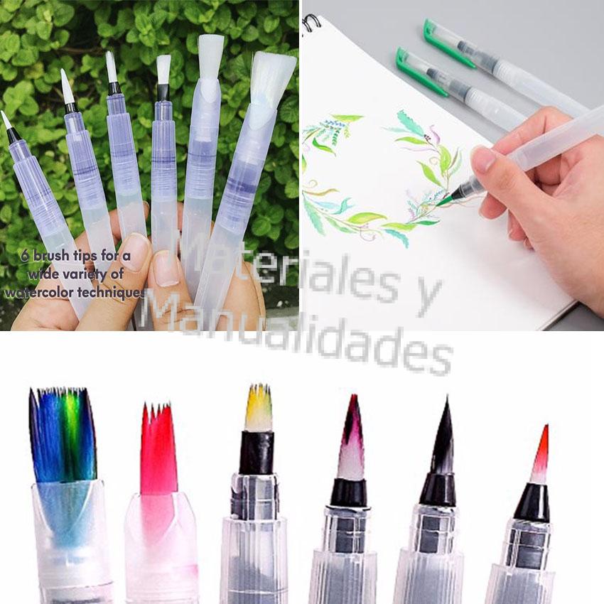 SET PINCEL RECARGABLE DE TINTA O AGUA REDONDO Y PLANO PARA MANUALIDADES ...