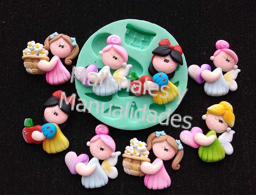 MOLDE SILICONA PRINCESAS PARA PORCELANICRON PASTA MOLDEABLE, MATERIALES ...