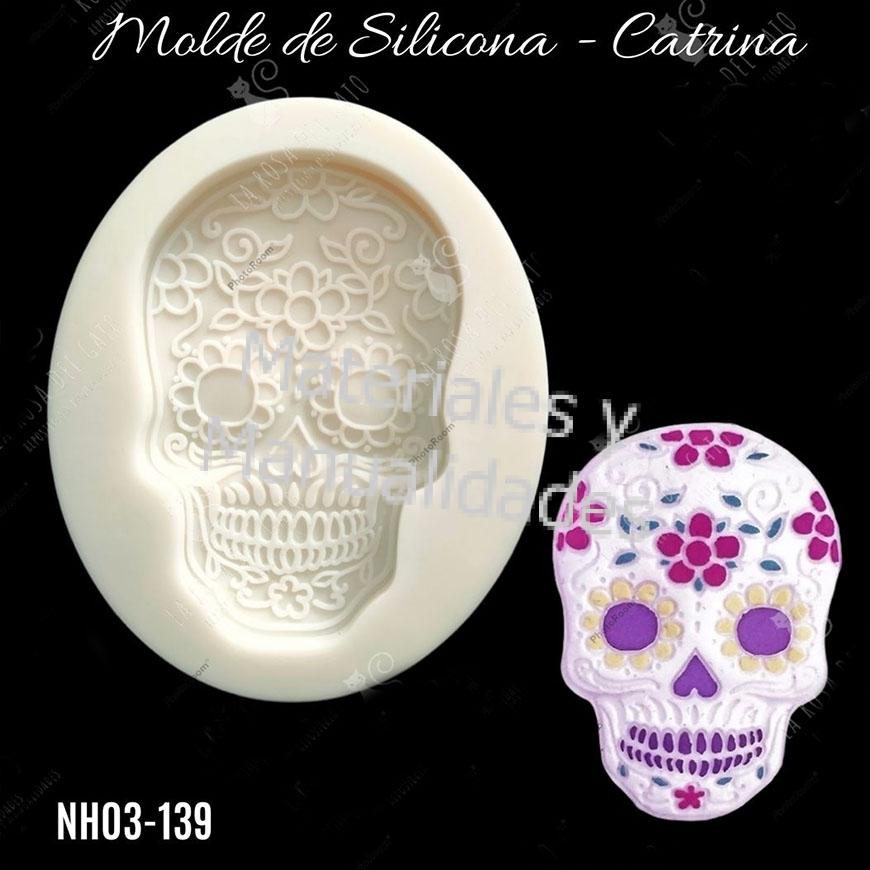 MOLDE EN SILICONA CATRINA CRANEO PARA BROCHES COLGANTES Y APLIQUES EN ...