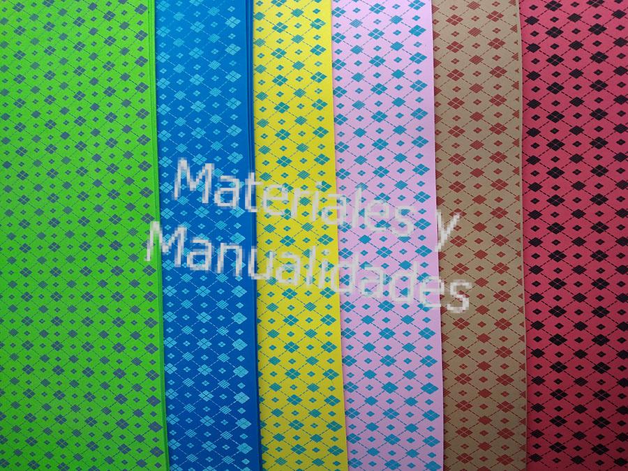 GOMA EVA PLIEGO FOAMY LÁMINA FOMY ESTAMPADO CUADROS TIPO TELA ...