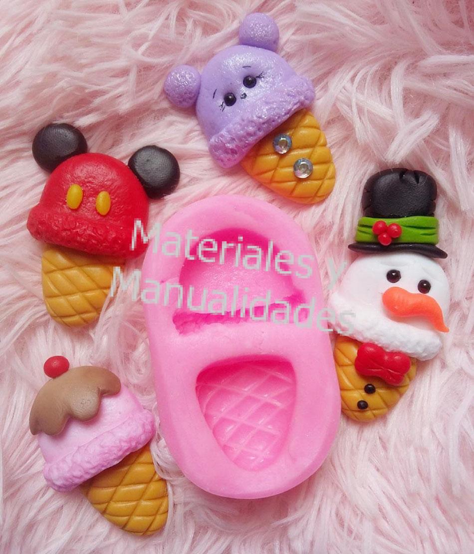 MOLDE SILICONA 3D HELADO PARA DECORAR FIMO O PASTA FRÍA, MATERIALES ...